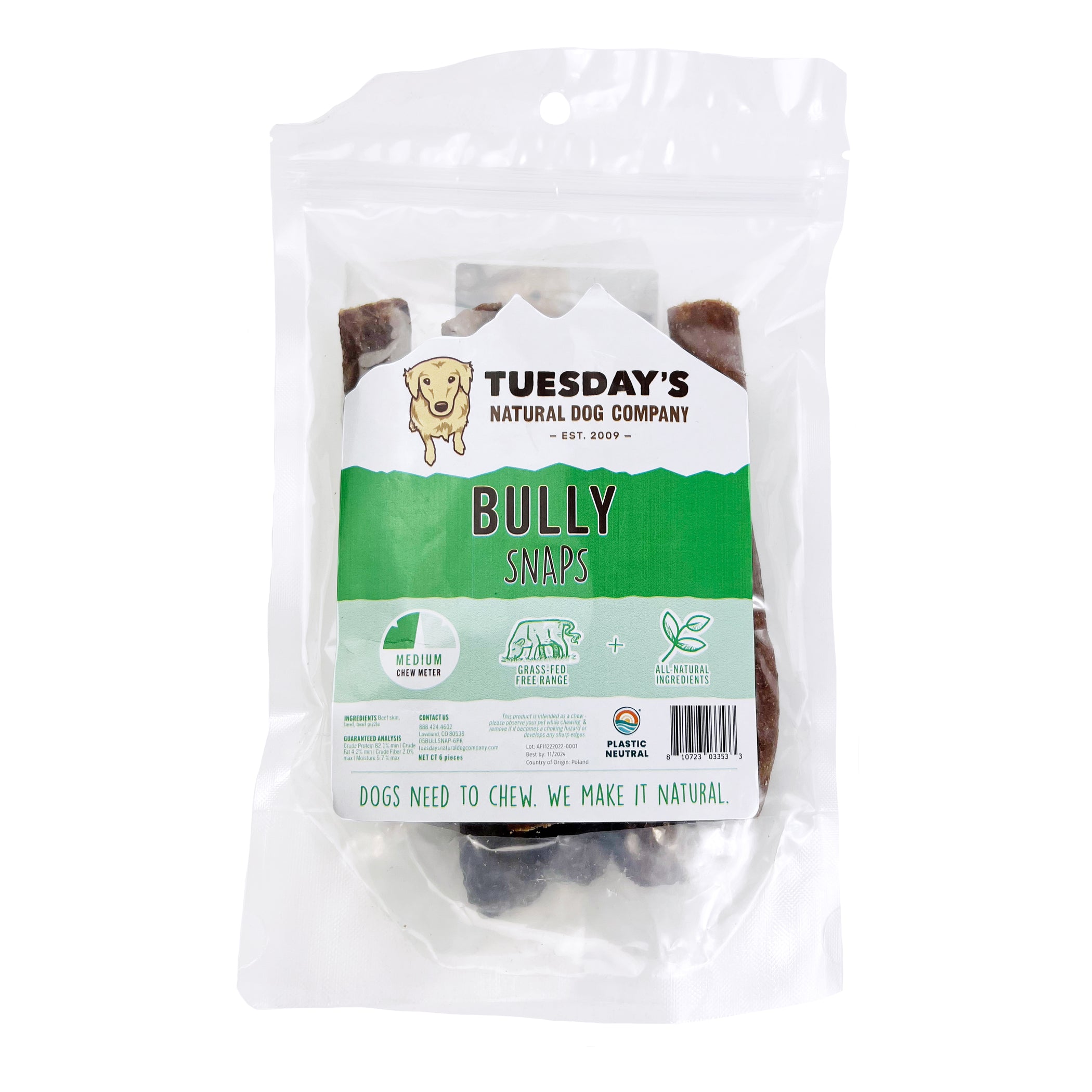 5" Bully Snaps - 6 Pack — WHOLESALE - Tuesday's Natural Dog Company