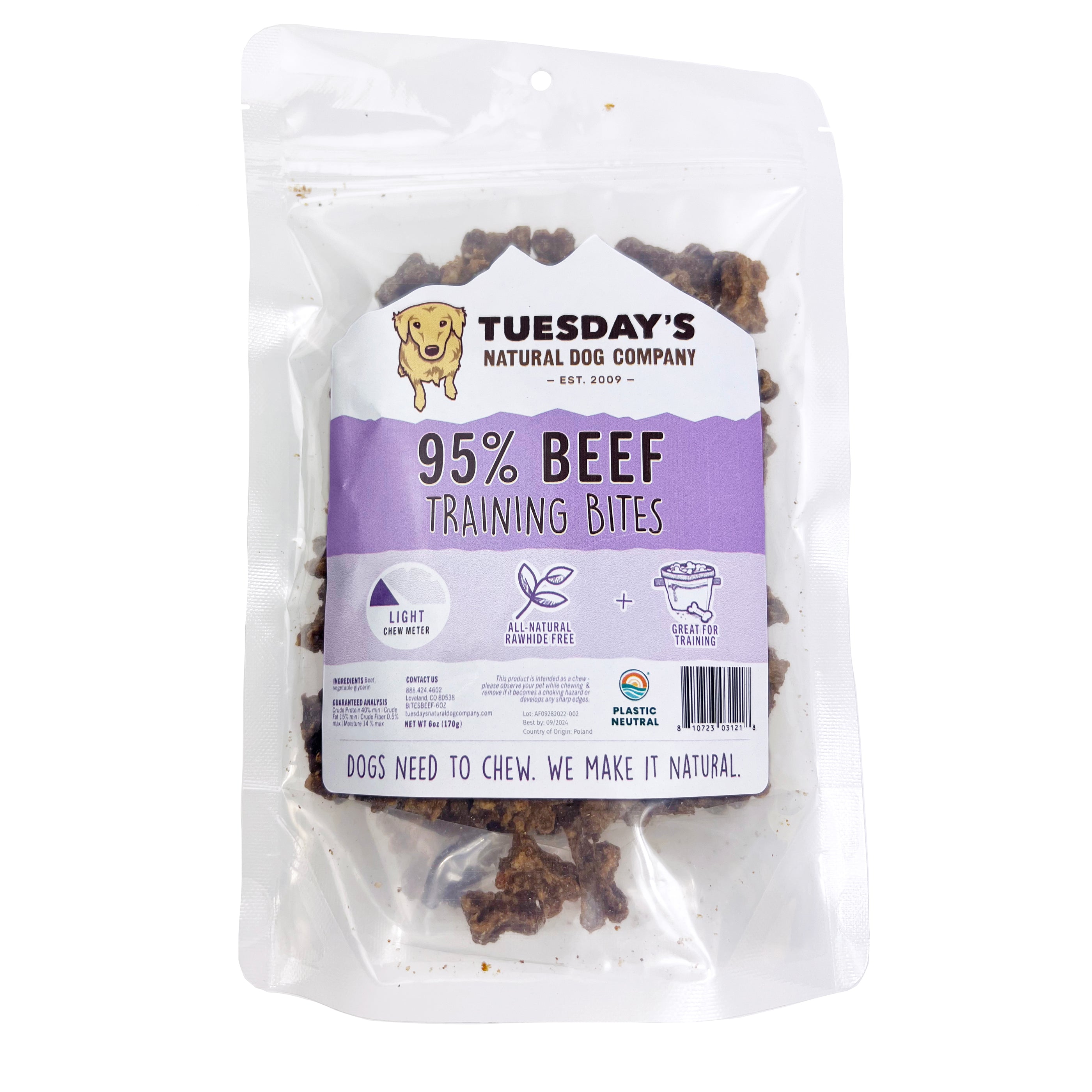 95% Beef Training Bites - 6 oz — WHOLESALE - Tuesday's Natural Dog Company