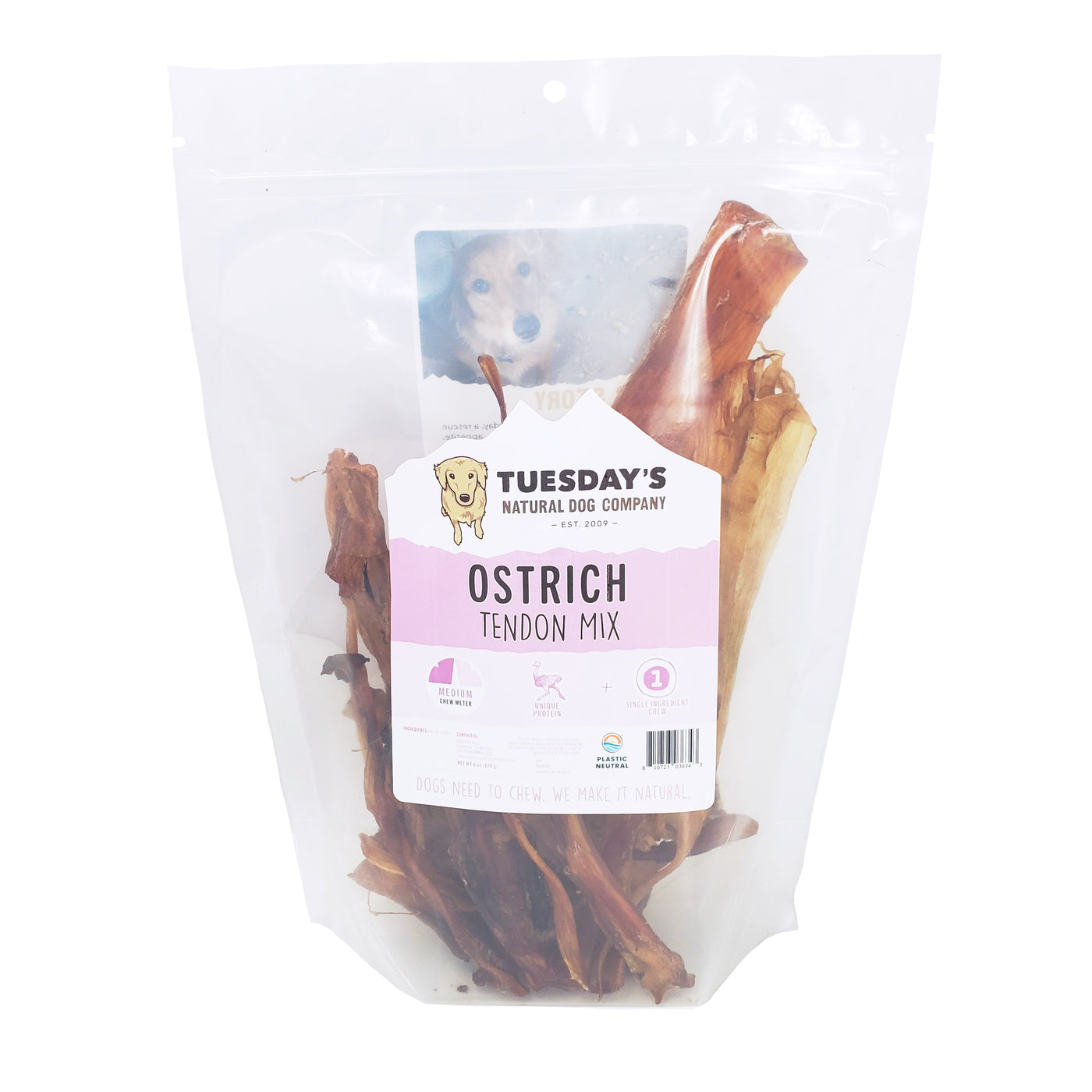 Ostrich Tendon Mix - 6 oz — WHOLESALE - Tuesday's Natural Dog Company