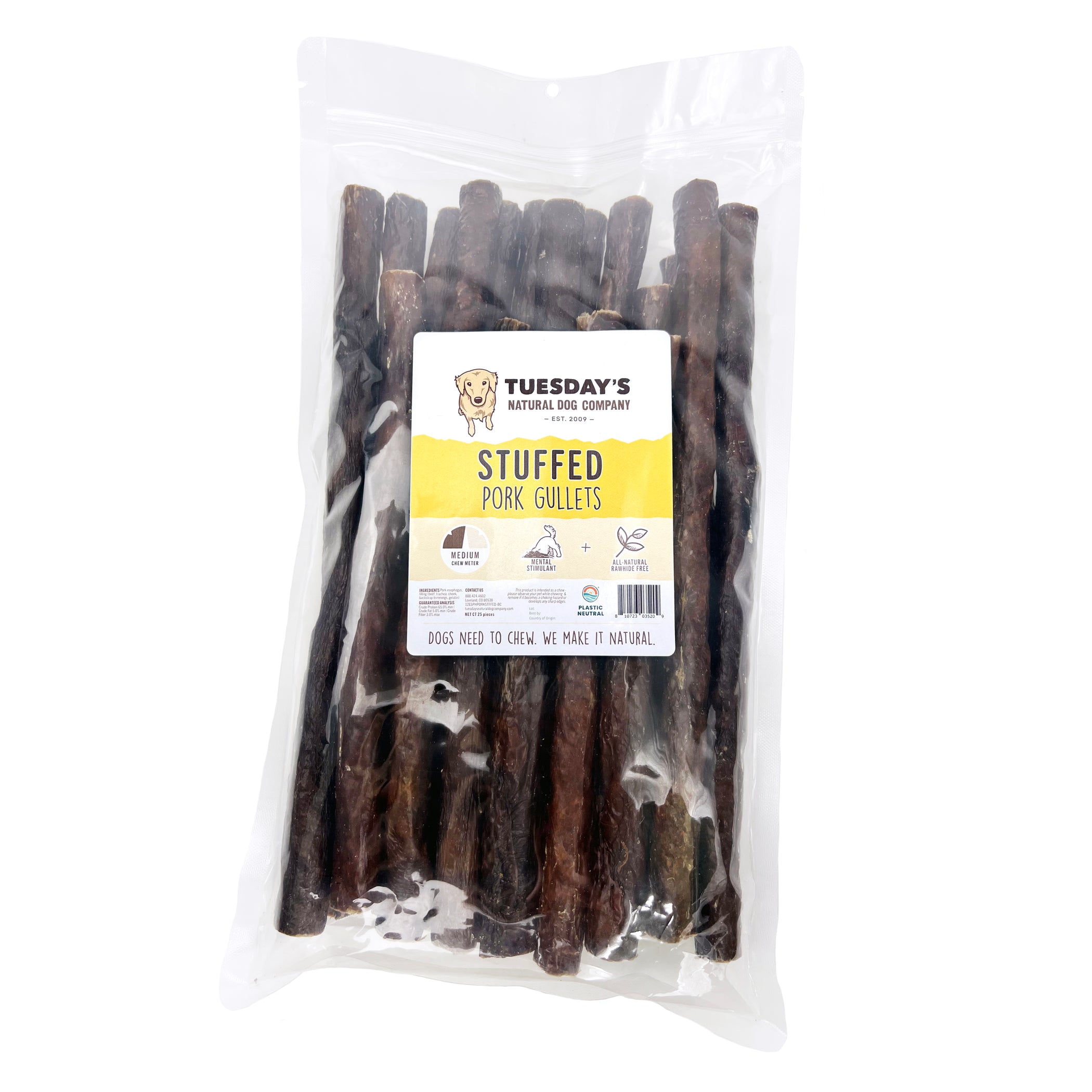 12" Pork Chewy Bulls — WHOLESALE - Tuesday's Natural Dog Company