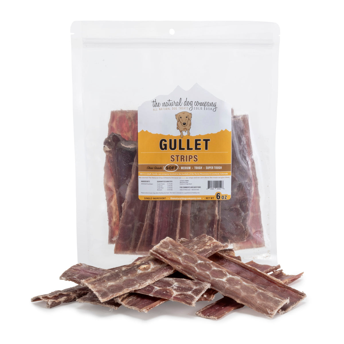 Beef Gullet Strips - 6 oz — WHOLESALE - Tuesday's Natural Dog Company